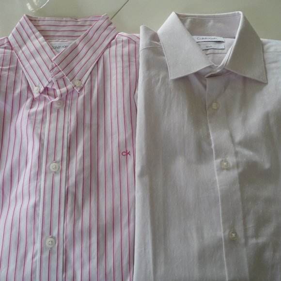 Calvin Klein | Shirts | Calvin Klein Pink White Stripe And Light ...